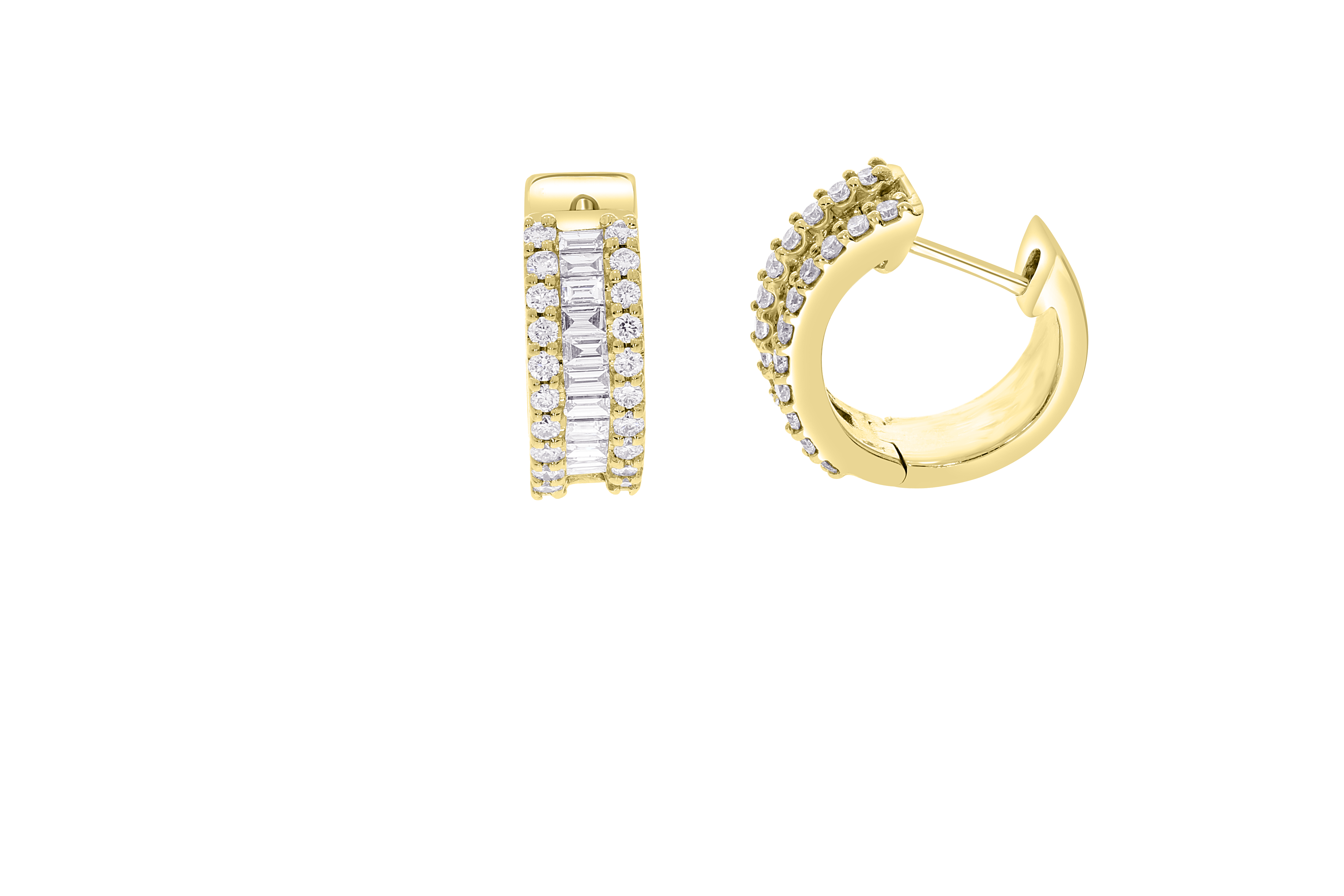Baguette And Round Diamond Hoops | Marlow's Diamonds